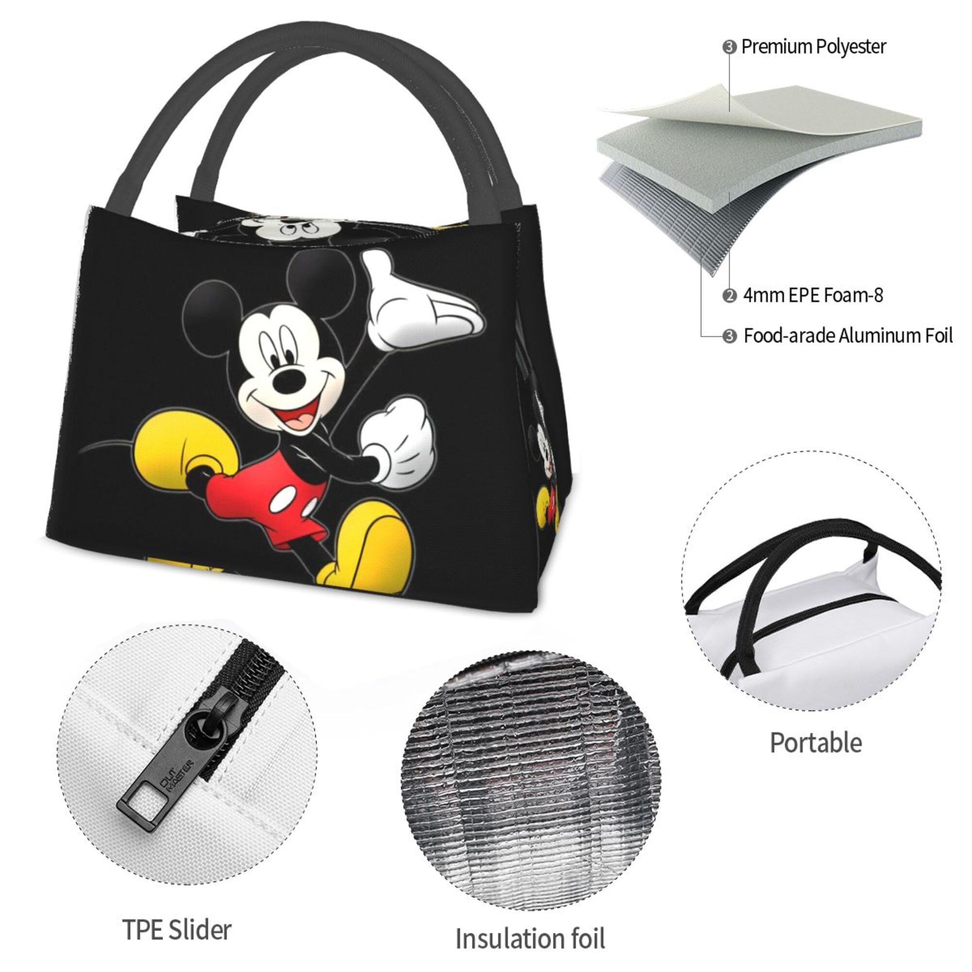 STikid Cartoon Lunch Bag Cute Lunch Box for Women Reusable Insulated Lunch Tote for Office Work Picnic Hiking