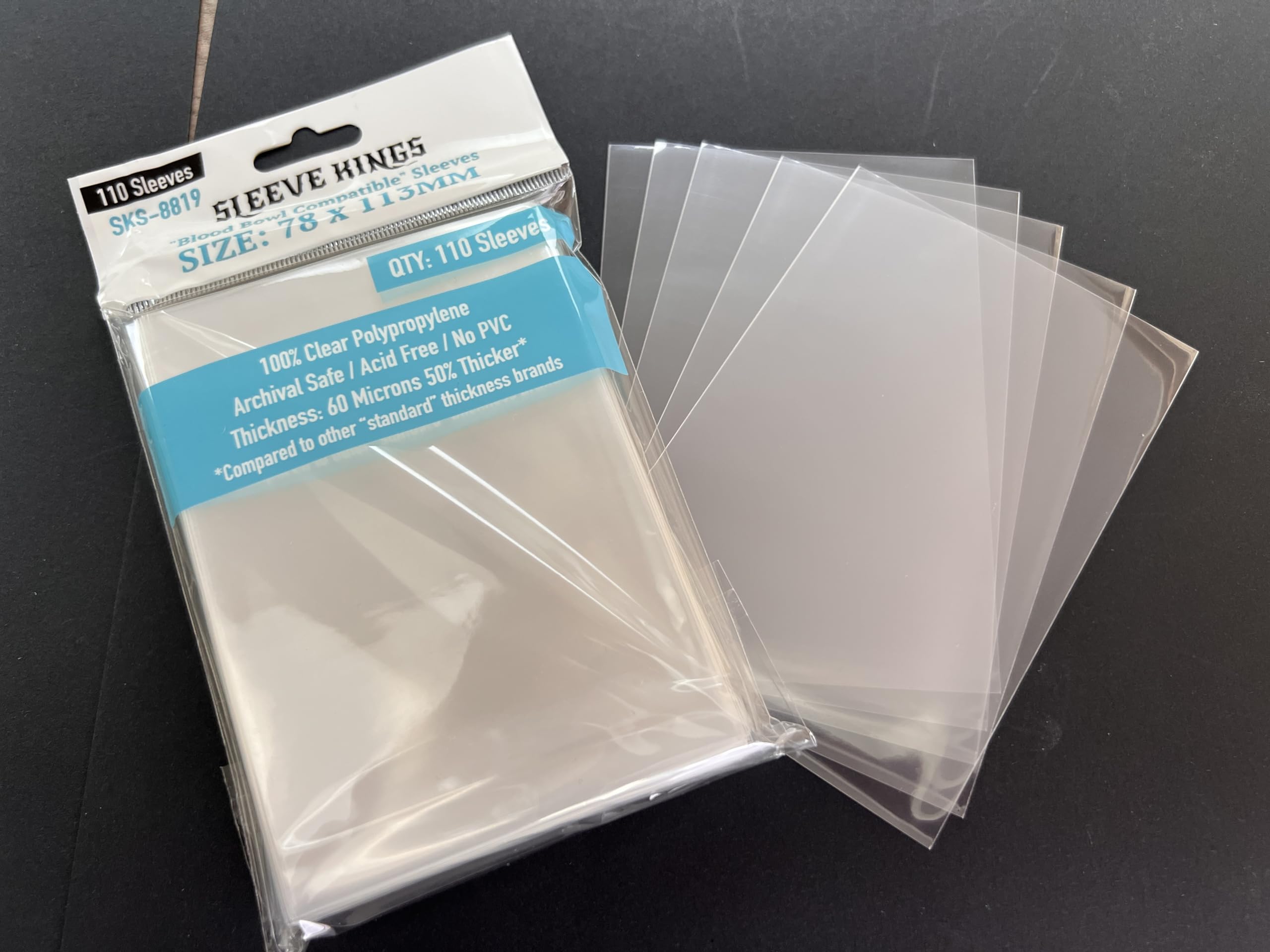 Sleeve Kings Blood Bowl Compatible Sleeves (78x113mm) -110 Pack, 60 Microns