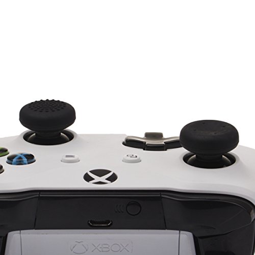 YoRHa Silicone Cover Skin Case for Microsoft Xbox One X & Xbox One S Controller x 1(Grey) with Pro Thumb Grips 8 Pieces