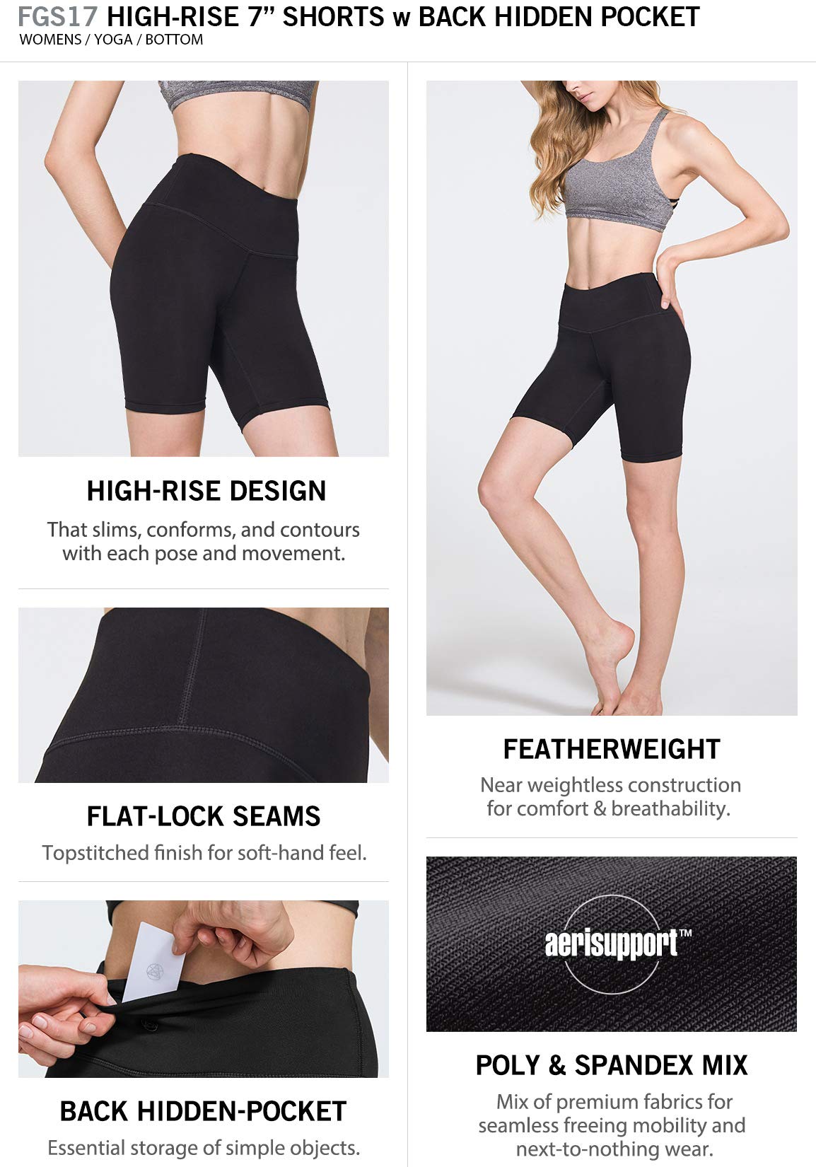 TSLA Women's High Waisted Bike Shorts, Workout Running Yoga Shorts with Pocket, Athletic Stretch Exercise Shorts, 7'' Yoga Shorts Black, Medium