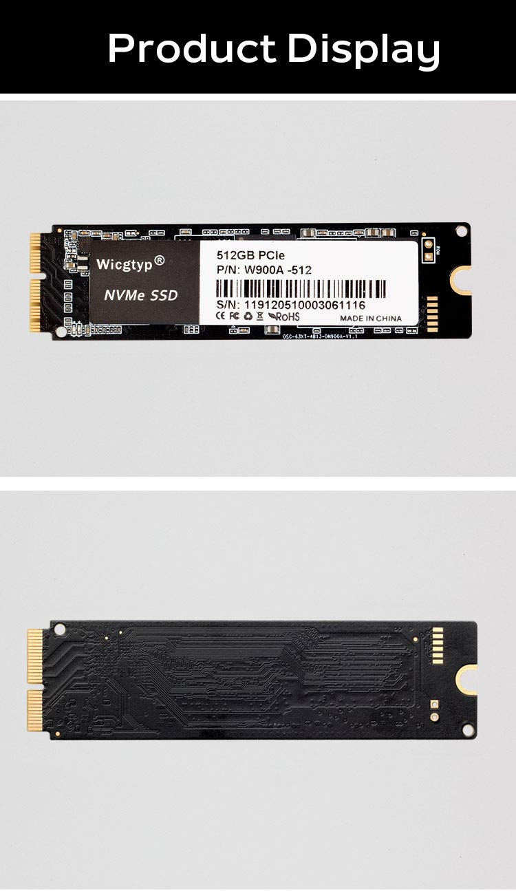 Wicgtyp 1TB M.2 SSD PCIe NVME for Mac SSD M2 NVMe SSD Hard Drive Gen3x4 SSD 1TB for MacBook Air/MacBook Pro