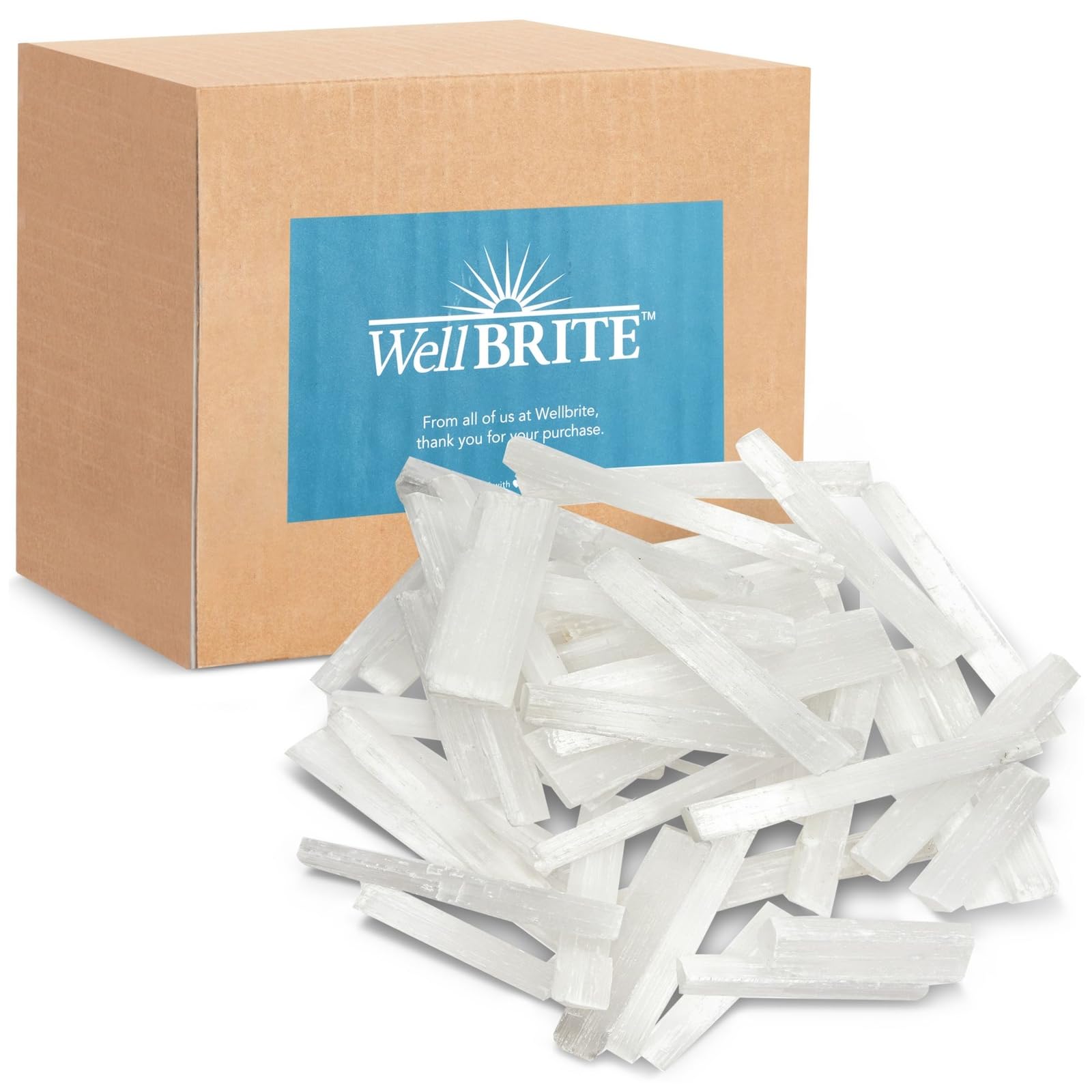 Wellbrite Selenite Wands Bulk, Large Healing Crystals Sticks for Meditation (3-5 in, 3 lbs)