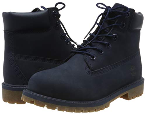 Timberland unisex-child 6 In Premium WP Boot Navy Nubuck Majority Leather with Synthetic 4M