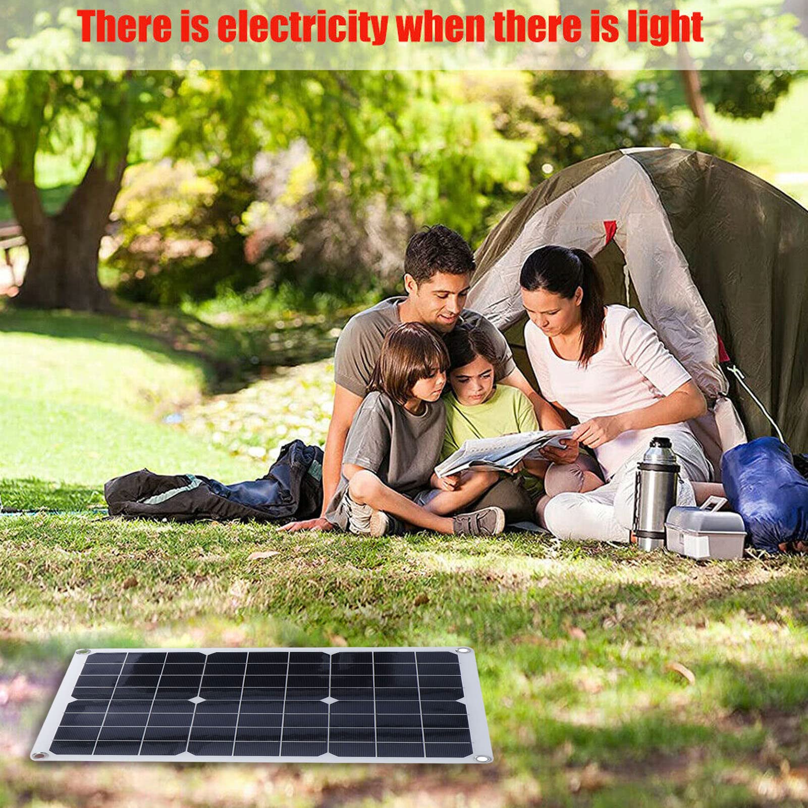 Solar Battery Charger, Portable Solar Panel Flexible Waterproof Battery Charger Board 20W for Outdoor, Solar Panels