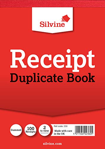 Silvine Duplicate Cash Receipt Book Gummed 50 Sheets (230) 1 - Pack