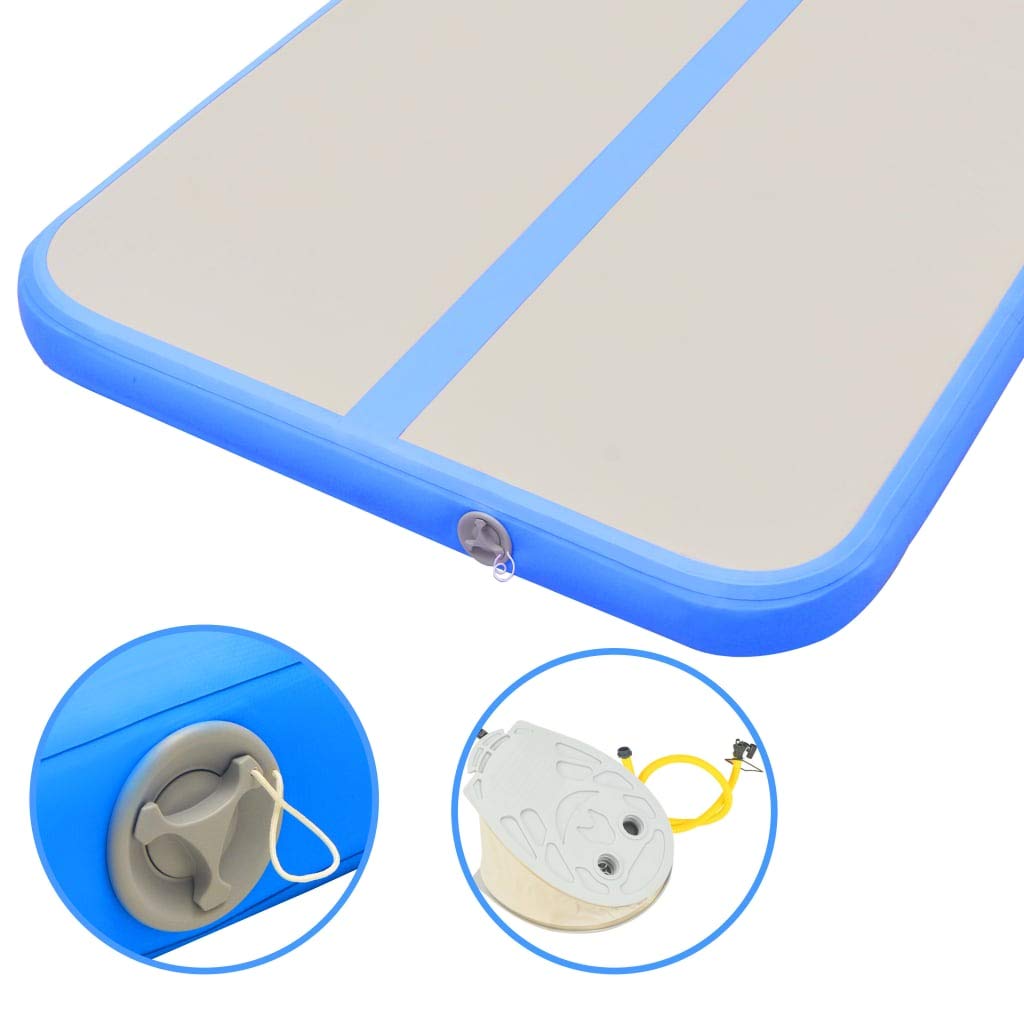 vidaXL Inflatable Gymnastics Mat with Pump 236.2"x39.3"x3.9" PVC Blue
