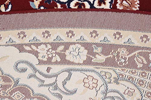 Unique Loom Narenj Collection Classic Traditional Textured Repeat Design Area Rug, 10' Round, Burgundy/Blue