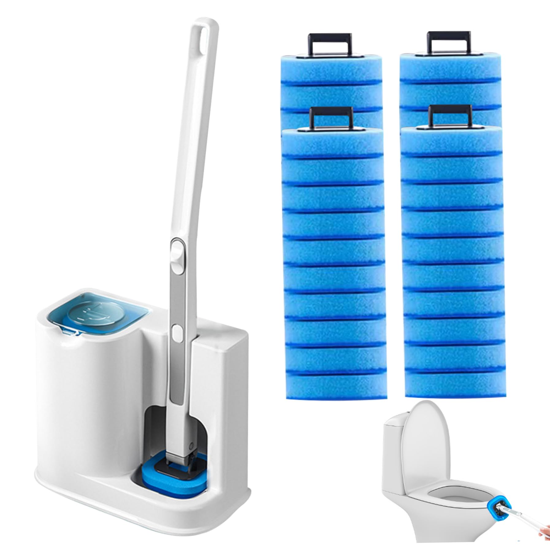 Toilet Wand Kit, 41pcs/Set Disposable Toilet Brush with Refills, Wall Hanging Toilet Bowl Cleaners, Toilet Brush Holder Set for Bathroom Cleaning