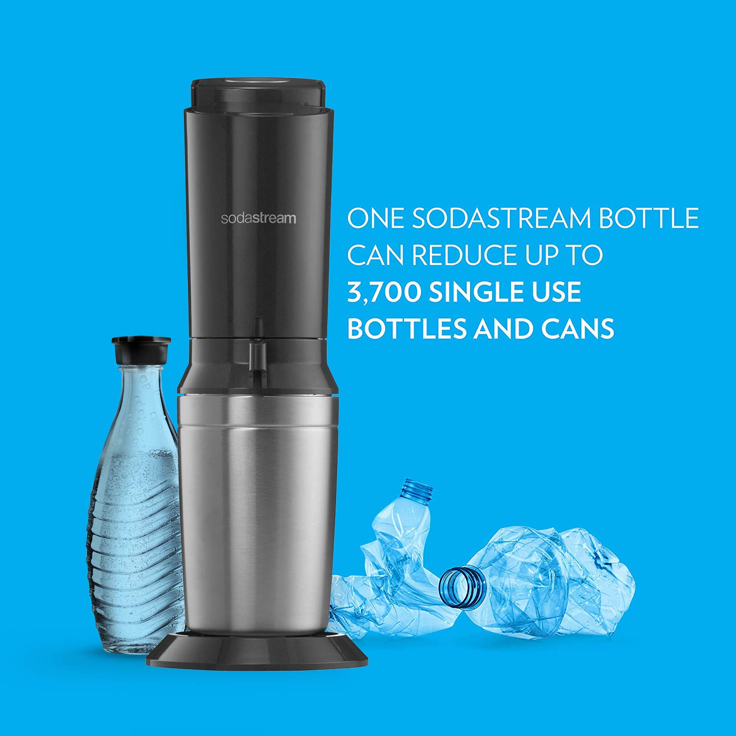 SodaStream Aqua Fizz Sparkling Water Maker Bundle (Black), with Co2, Glass Carafes, & 0 Calorie Fruit Drops Flavors