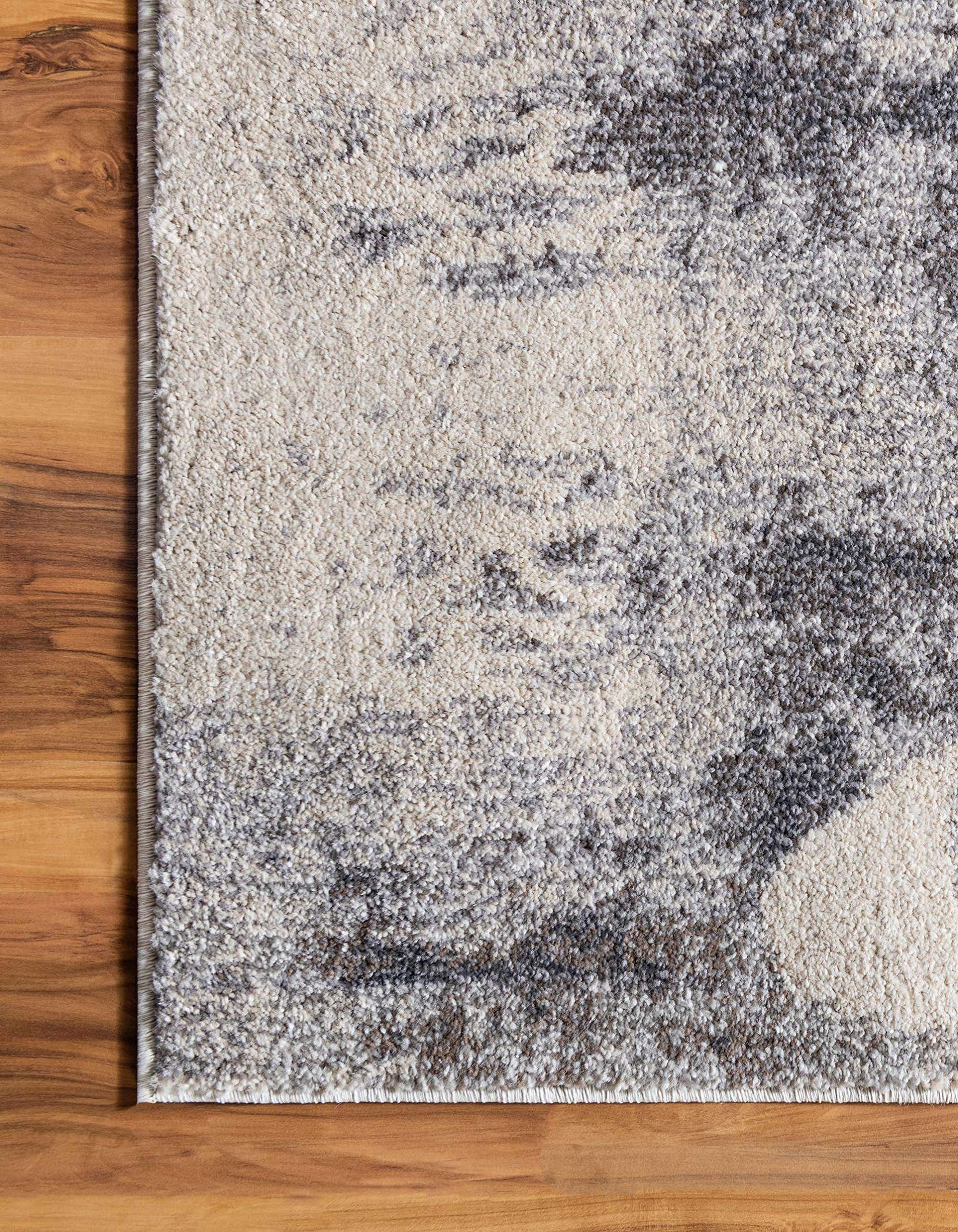 Unique Loom Positano Collection Coastal Modern Coral Lobster Shells Light Gray Runner Rug (3' x 10')