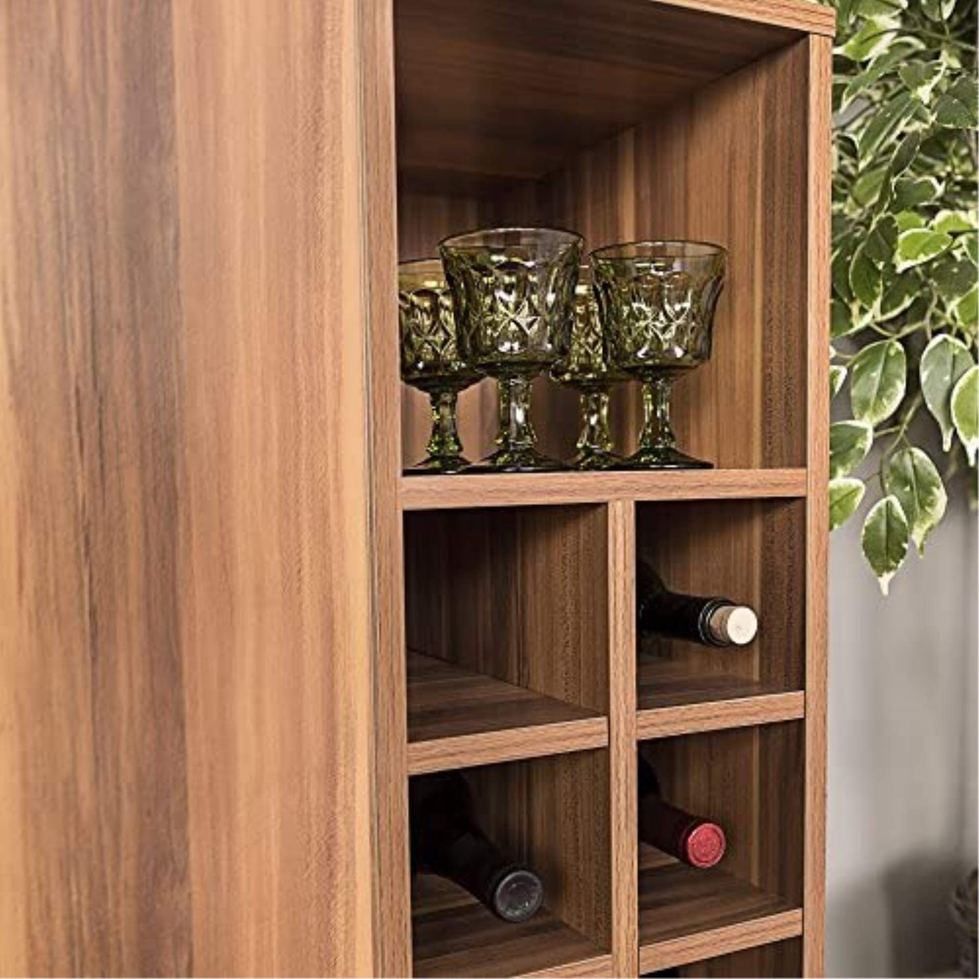 Walker Edison Mid-Century Modern Wood Kitchen Buffet Sideboard-Entryway Serving Storage Cabinet Doors-Dining Room Console, 34 Inch, Dark Walnut