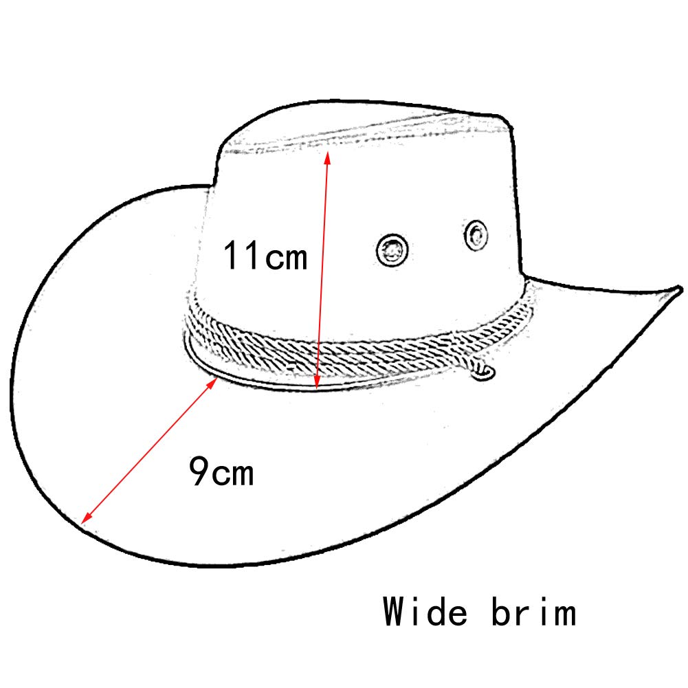 Sandy Ting Men's Outback Faux Felt Wide Brim Western Cowboy Hat (Black)