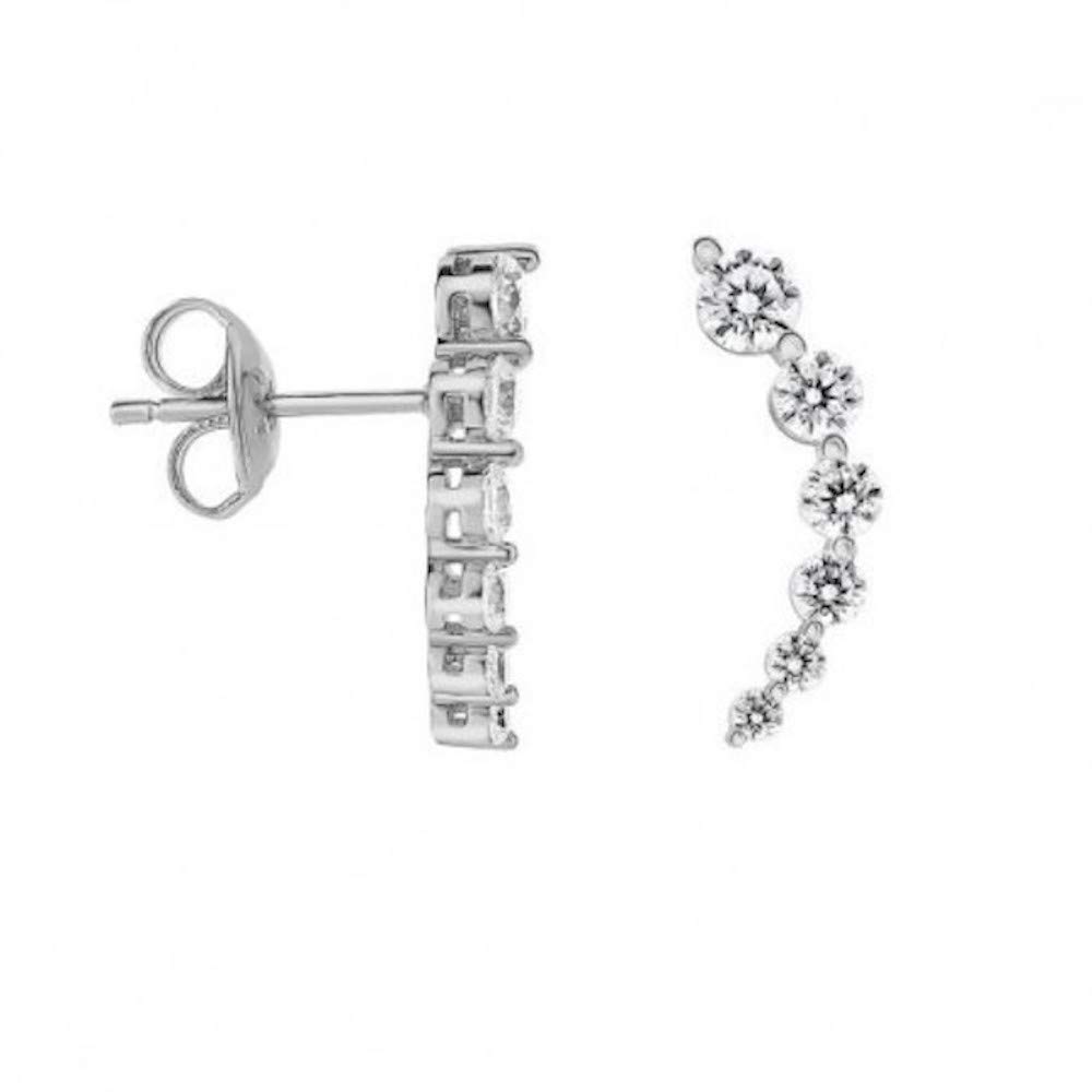 TwoBirch 925 Sterling Silver Earring Crawler Ear Climber Cubic Zirconia Earrings