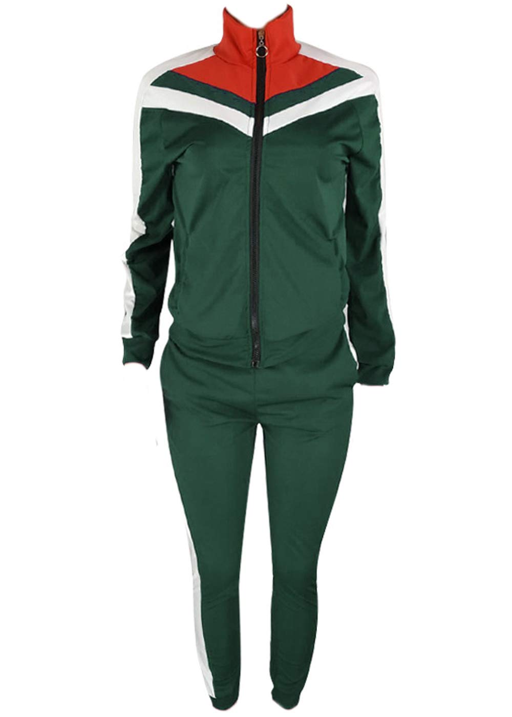 VNVNE Womens Color Block Tracksuit 2 Piece Outfits, Casual Long Sleeve Full Zip Jacket and Pants Sport Set Sweatsuits (Navy, M)