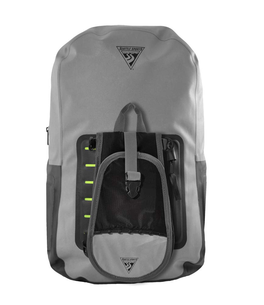 Seattle Sports LocoDry Splash PacknModPok - Lightweight 20L Waterproof Dry Bag Backpack with Breathable Silicone Shoulder Straps, Gray/Black