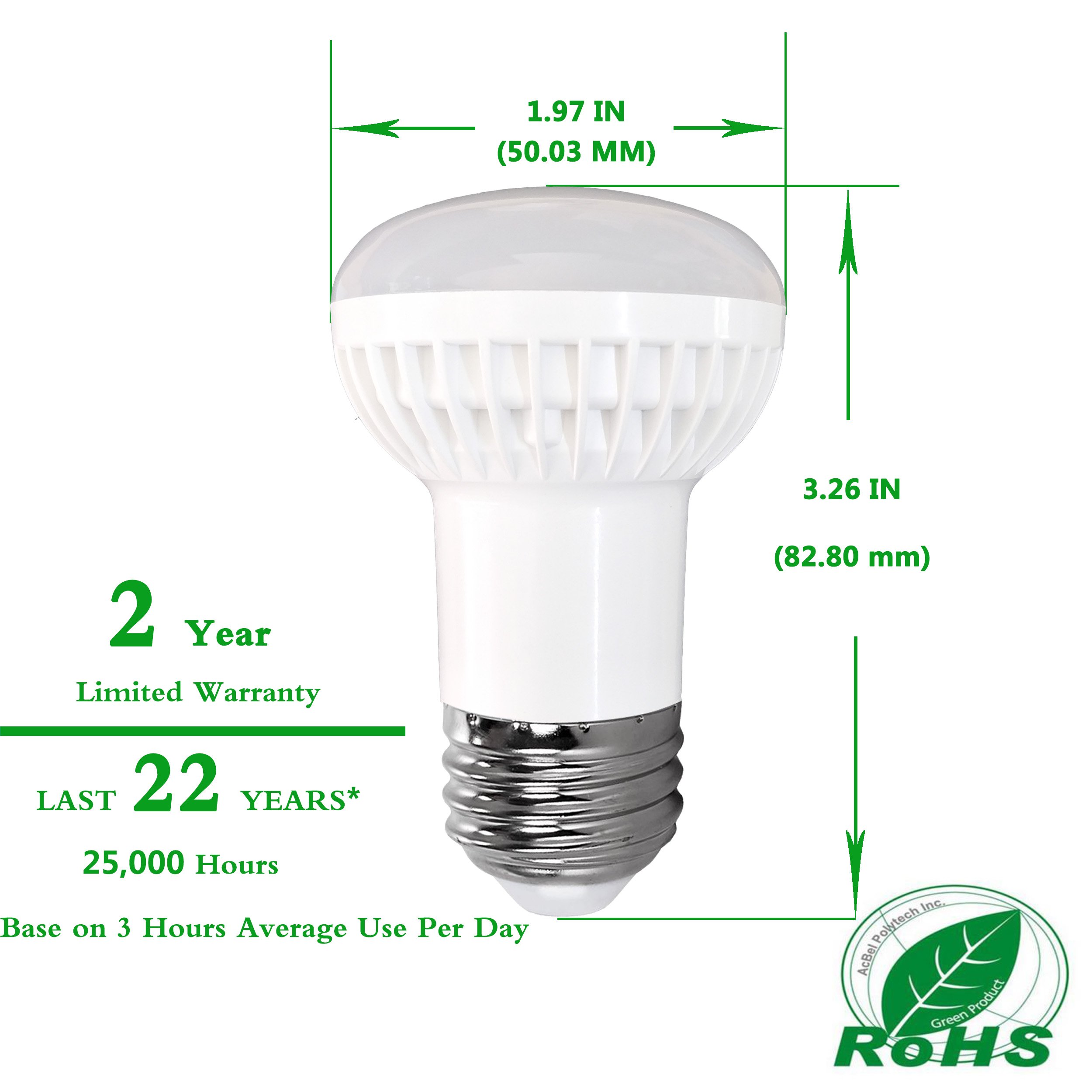 YMZM R16 Mini Reflector Light Bulb,E26 Intermediate Base Led,5-Watt Dimmable Br16 Flood led Bulb,Soft White 3000K, 120 Degree,500lumen 40W Incandescent Replacement(6 Pack)