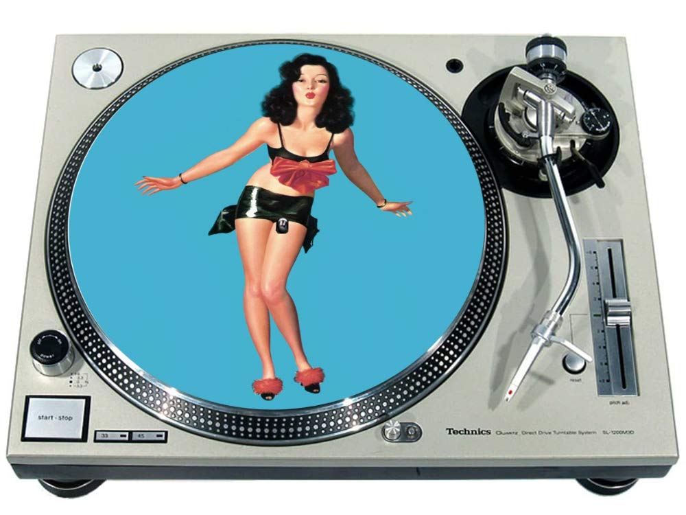 Slipmat Slip Mat Scratch Pad Felt for any 12" LP DJ Vinyl Turntable Record Player Custom Graphical - Pin Up Girl Kiss