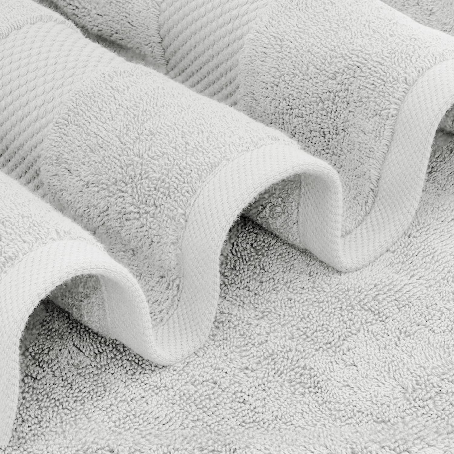 White Classic Luxury Bath Towels Large - Cotton Hotel spa Bathroom Towel |30x56 | 4 Pack | Silver