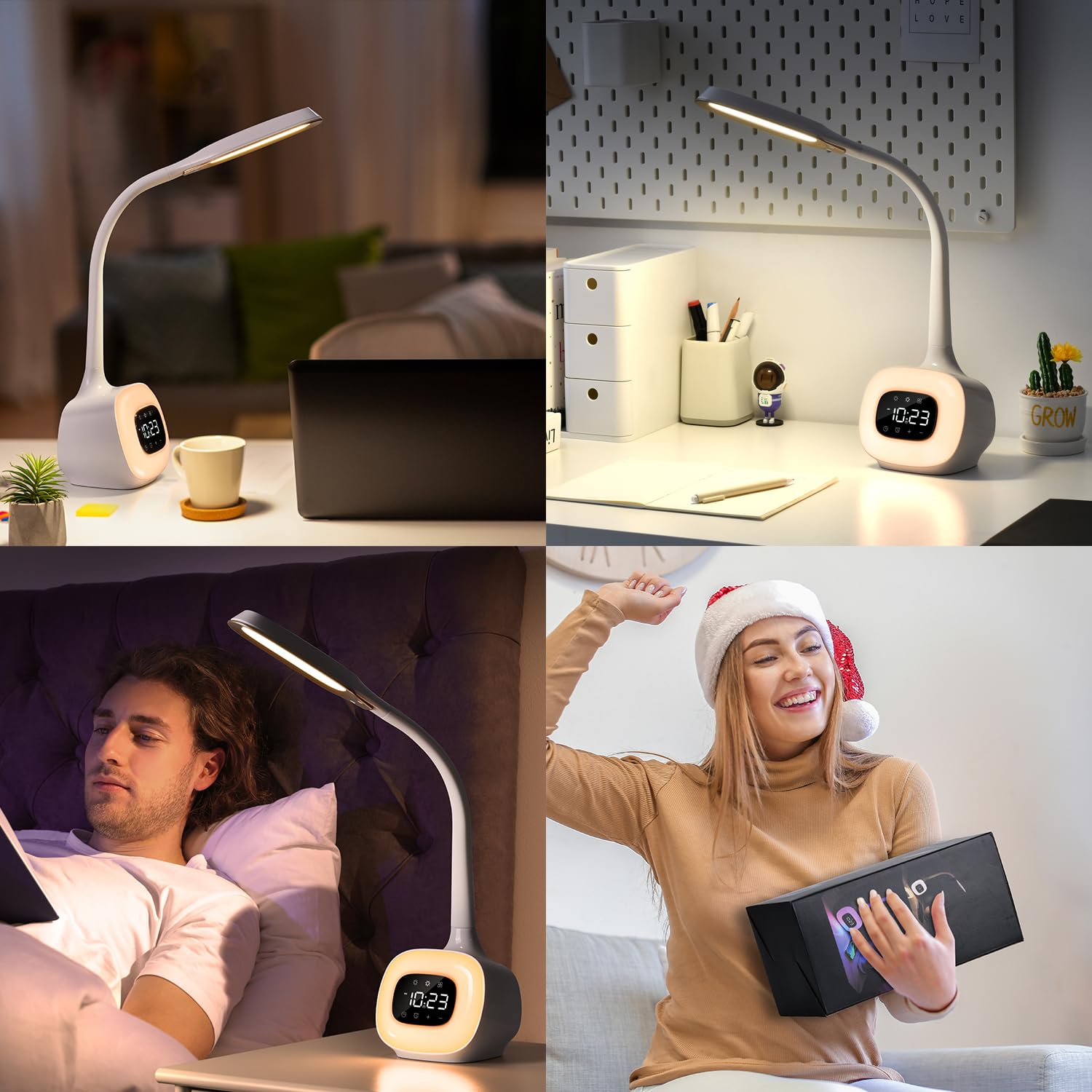 WILIT LED Desk Lamp, Nightstand Lamp with Sunrise Simulation Alarm Clock, 8 Natural Sounds, 3 Level Dimmable Touch Lamp, RGB Color Changing Night Light, Study Lamp for Kids/Girls/Boys