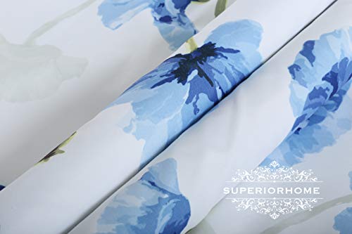 Sapphire Home 2pc Blackout Curtains for Living Room & Bedroom - Thermal Insulated Printed Drapes with Colorful Moroccan Design, Grommet Panels, Light Blocking & Insulating Fabric - 84" Blue