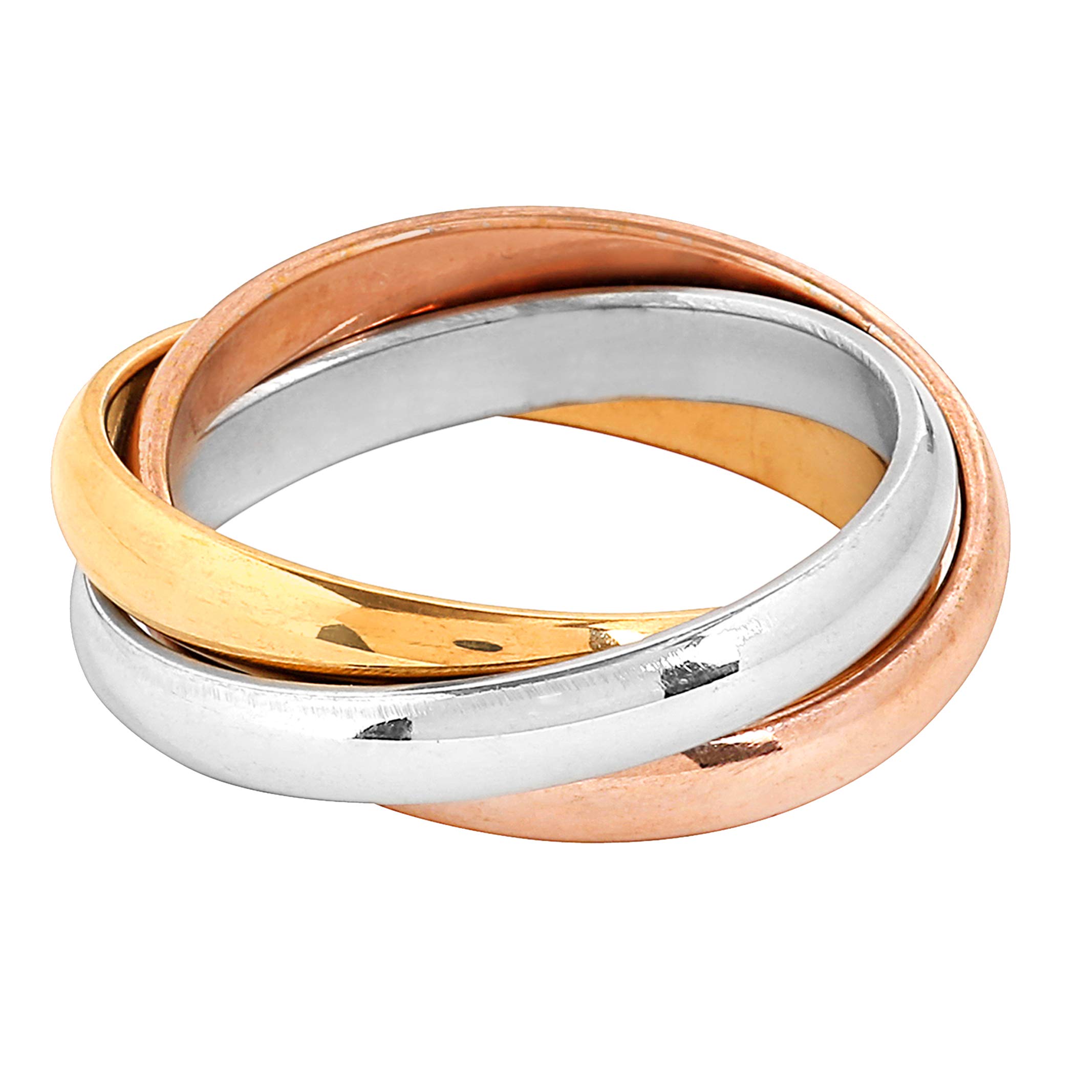 West Coast Jewelry Women's Tri-Color Stainless Steel Intertwined Triple Ring - Size 9