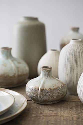 White Stoneware Vases with Textured Black Polka Dots (Set of 3 Sizes)