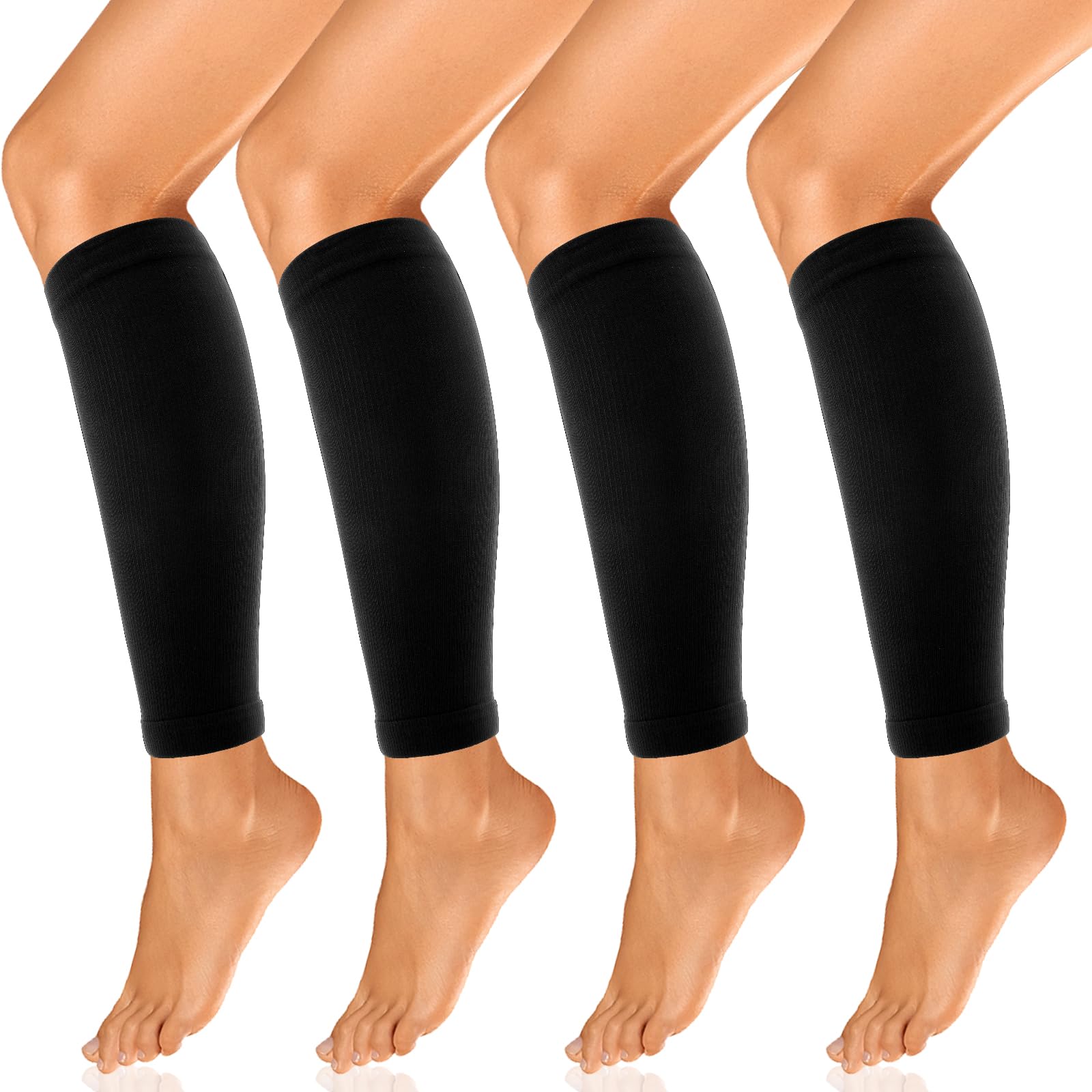 WLLHYF 2 Pair Calf Compression Sleeve Running Leg Compression Sock Calf and Shin Support Footless Compression Socks Relieve Calf Pain for Men Women Youth Running Cycling Walking
