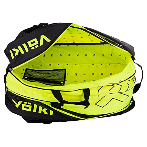 Volkl Tennis Combi Bag | Holds 6-9 Racquets | Shoe Pocket | Zippered Valuables Pocket | 32β L x 13β H x 11β W (Neon Yellow/Black)