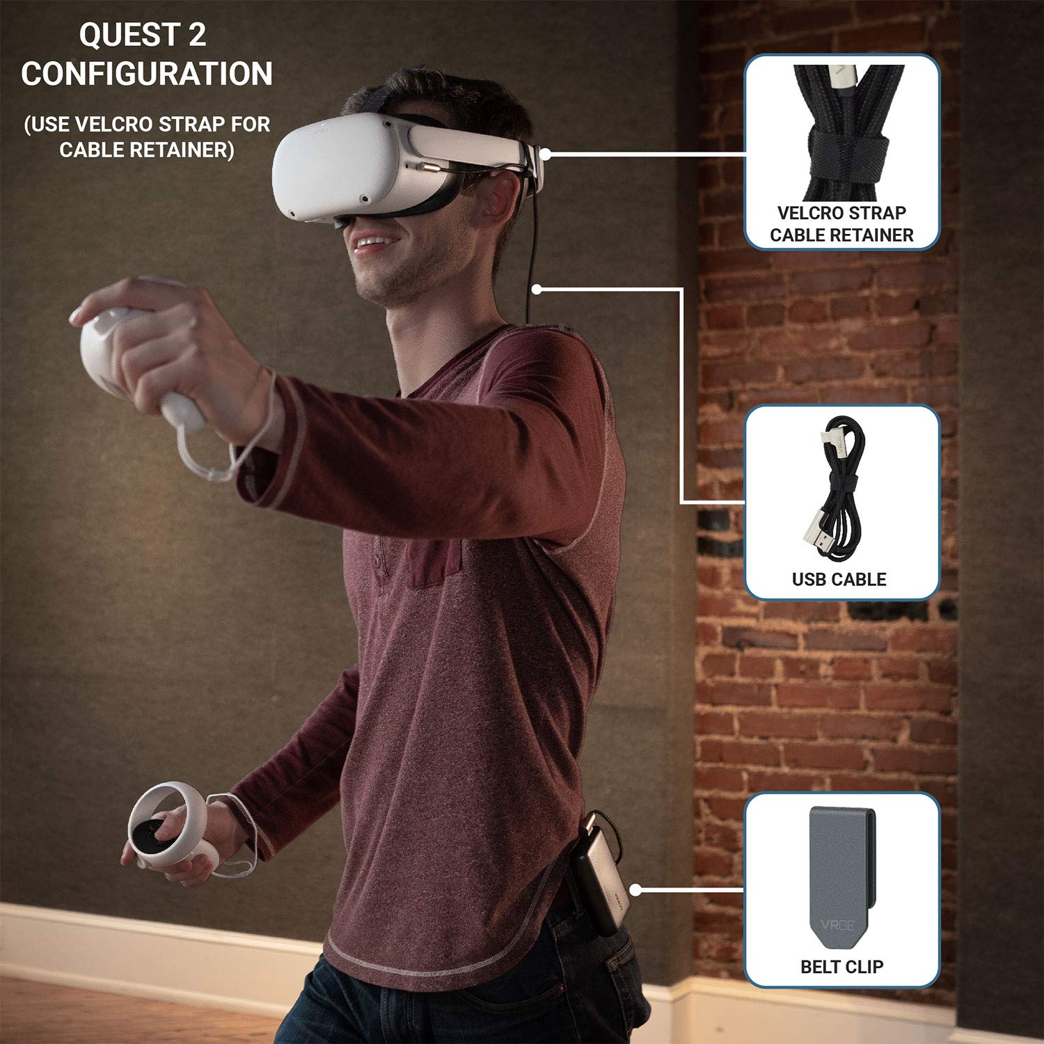 VRGE- USB Battery Power Bank Organizer Kit for Oculus Quest