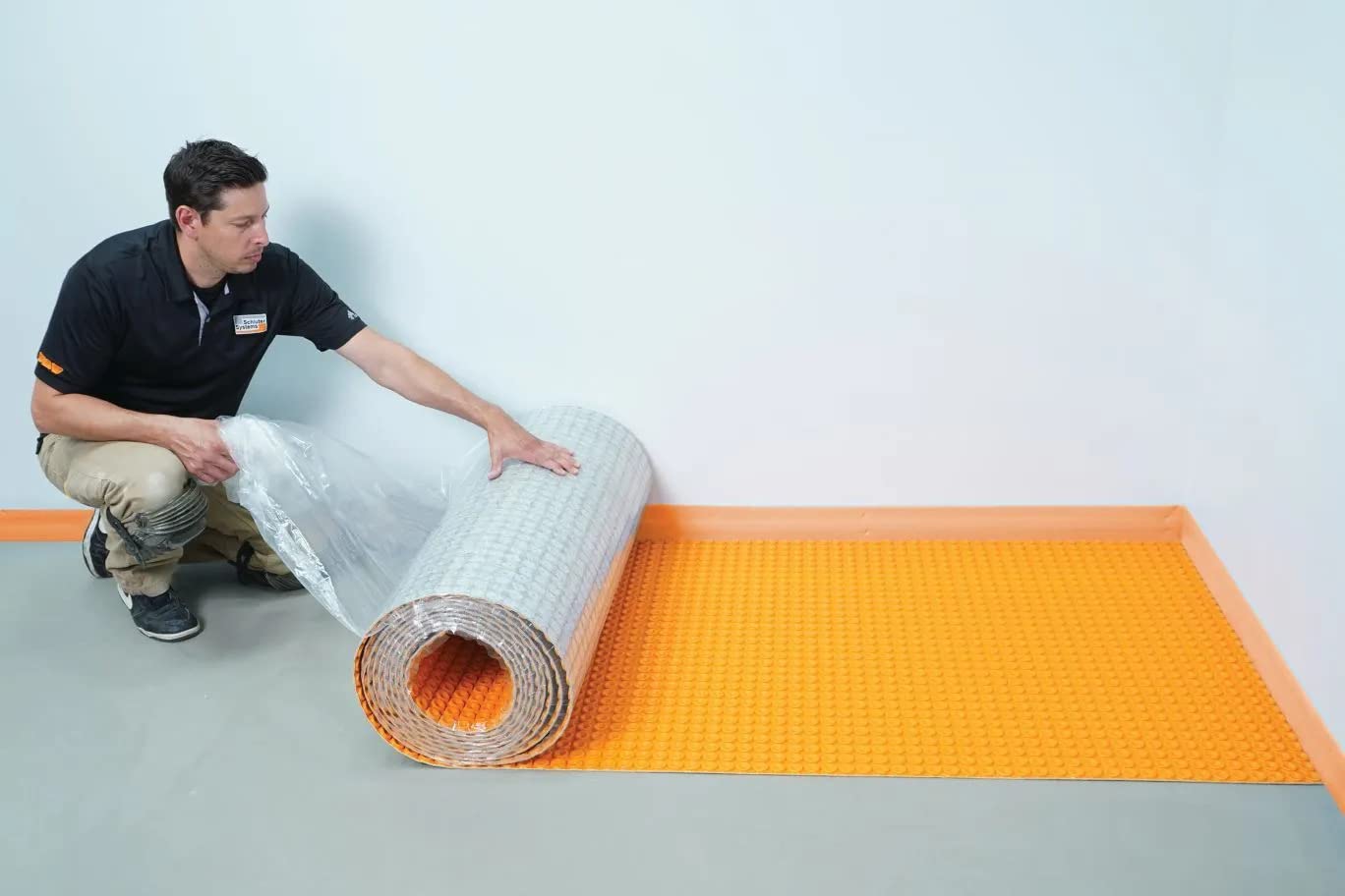Schluter Systems Ditra Heat Electric Radiant Floor Heating Kit: Prog. Touchscreen Smart WiFi Thermostat DHERT105/BW, Heated Cable 120V 11 Sq Ft, Peel&Stick Duo Uncoupling Membrane 16.8 Sq Ft
