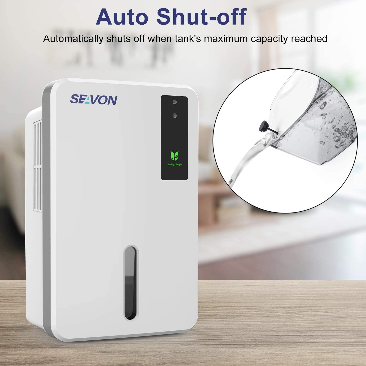 SEAVON Dehumidifiers for home, 2800 Cubic Feet (269 sq. ft) Dehumidifiers with 1500ml capacity for Basements, Bathroom, Bedroom, RV, Wardrobe, Auto Shut Off