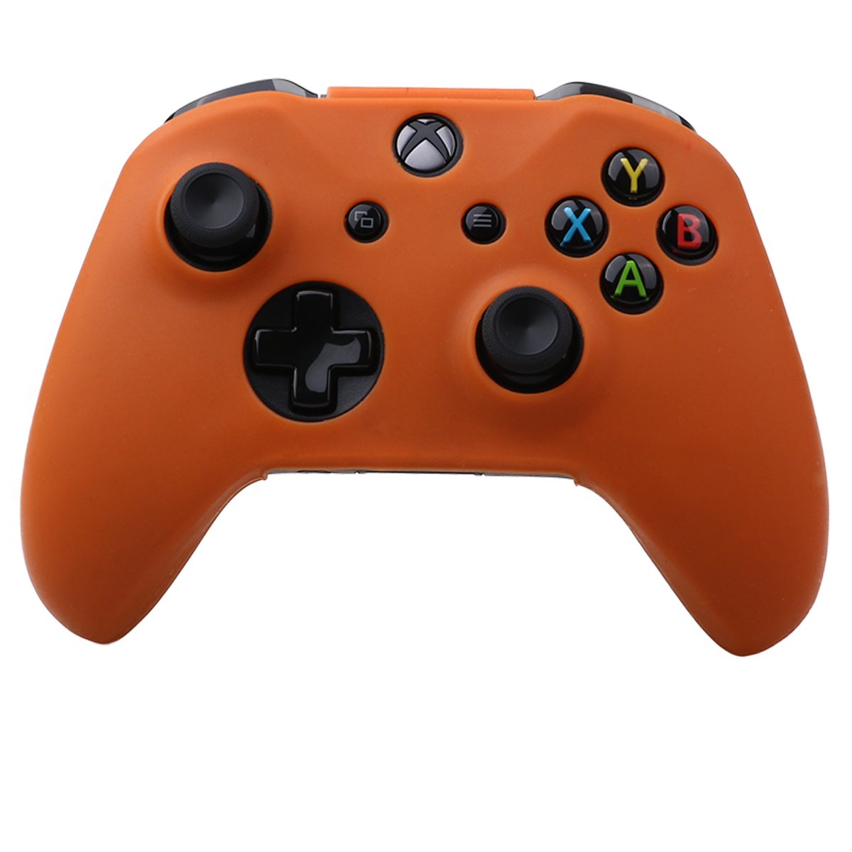 YoRHa Silicone Cover Skin Case for Microsoft Xbox One X & Xbox One S Controller x 1(Orange) with Pro Thumb Grips 8 Pieces