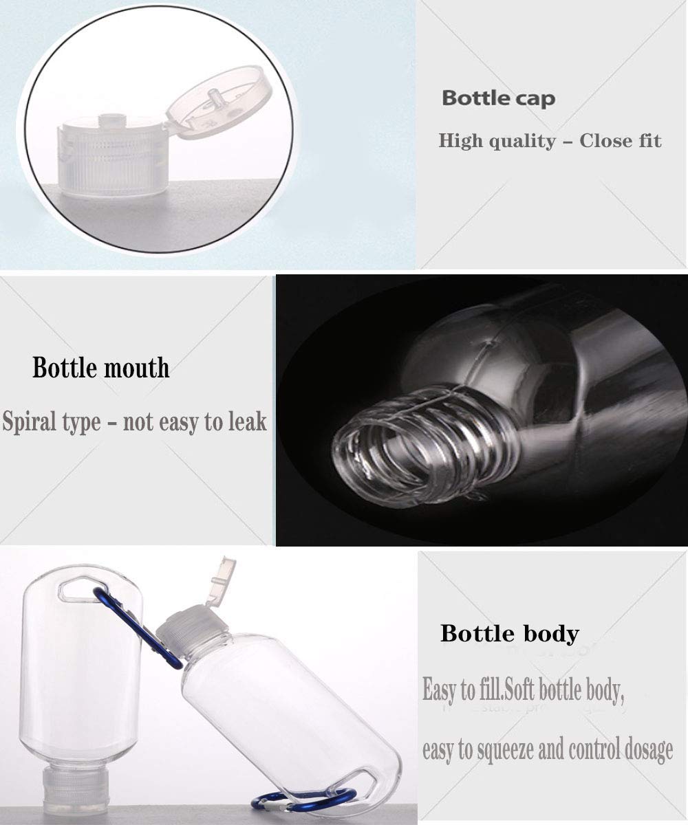 XITENBAO Travel Bottles with Keychain, 2oz/50ml Portable Plastic Travel Bottles - Leakproof Squeeze Bottles with Flip Cap - Empty Refillable Containers for Conditioner Body Wash Liquid etc