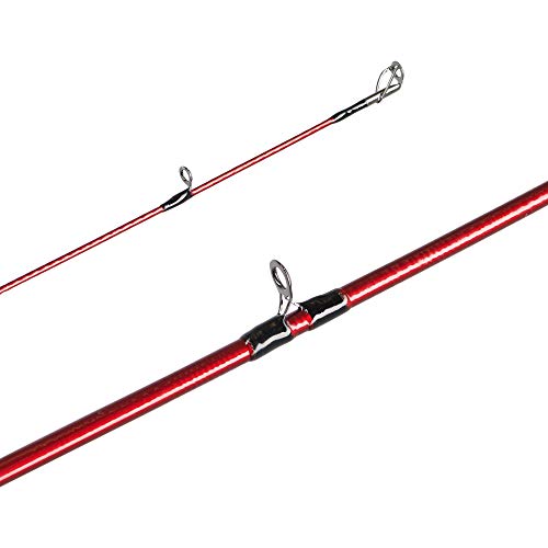 Ugly Stik 6’10” Carbon Casting Rod, One Piece Casting Rod, 6-12lb Line Rating, Medium Light Rod Power, Fast Action, 1/8-1/2 oz. Lure Rating, Red/Black