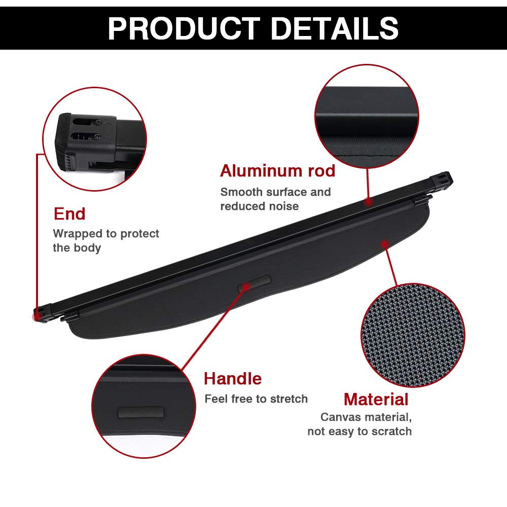 Powerty Compatible with Cargo Cover Subaru Crosstrek and Impreza 2018-2023 Accessories Rear Trunk Security Cover Retractable Trunk Cover Shielding Shade (Not Fit for Plug-in and Hybrid Models)