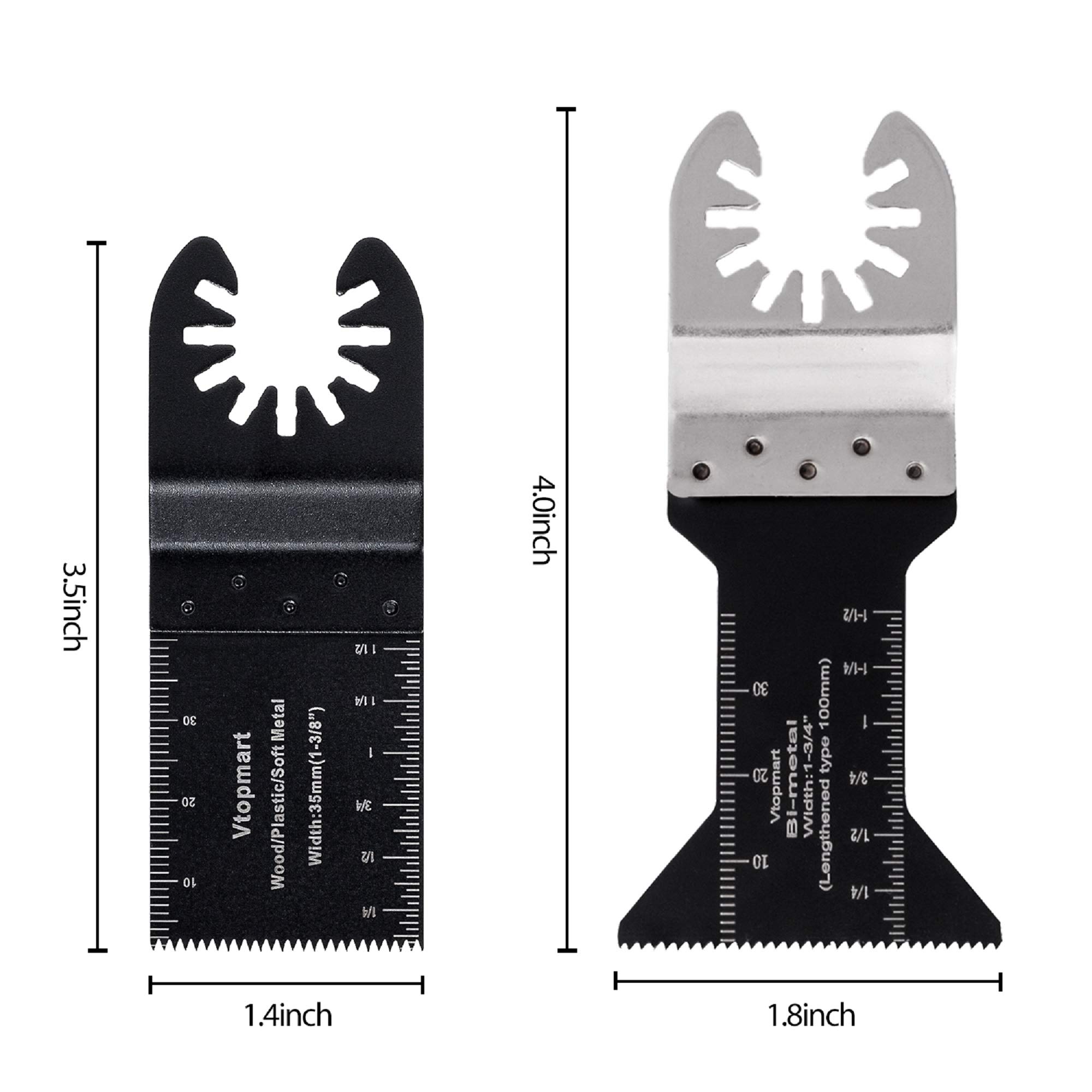 Vtopmart 15 Wood Metal Oscillating Multitool Quick Release Saw Blades Compatible with Fein Multimaster Bosch Makita Milwaukee Ryobi Porter Cable Black & Decker Craftsman Ridgid