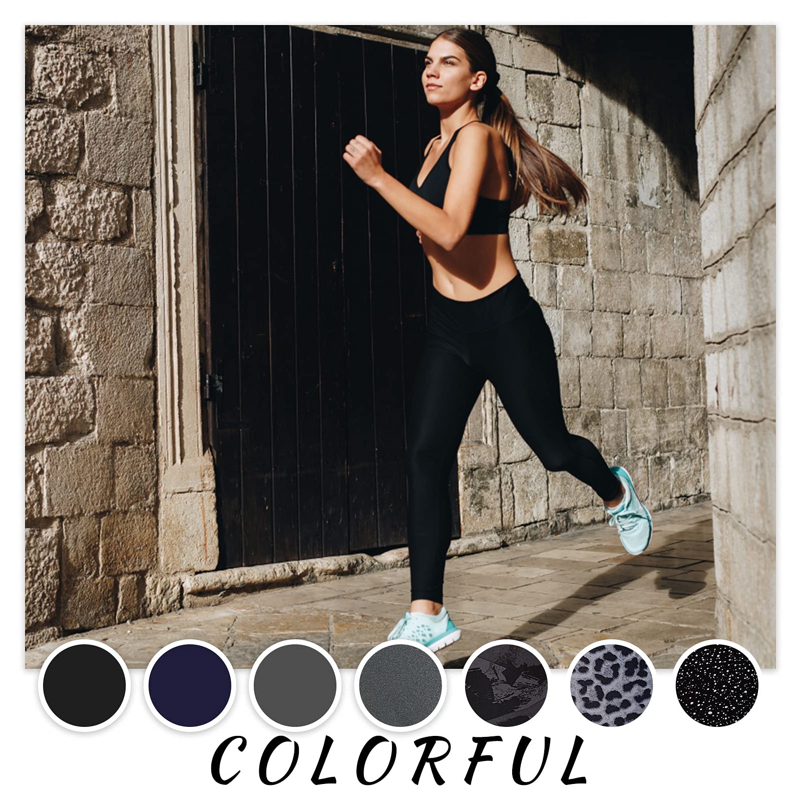 YOLIX 7 Pack High Waisted Leggings for Women, Black Soft Workout Athletic Yoga Leggings