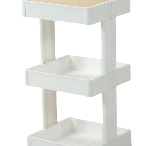 ZYLLZY Rooling Cart, 3 Tier Rolling Shelves Variable Lockable Casters Versatile Mobile Organizer with Lid, Rolling Storage Rack for Office, Home, Kitchen, Bedroom Bathroom