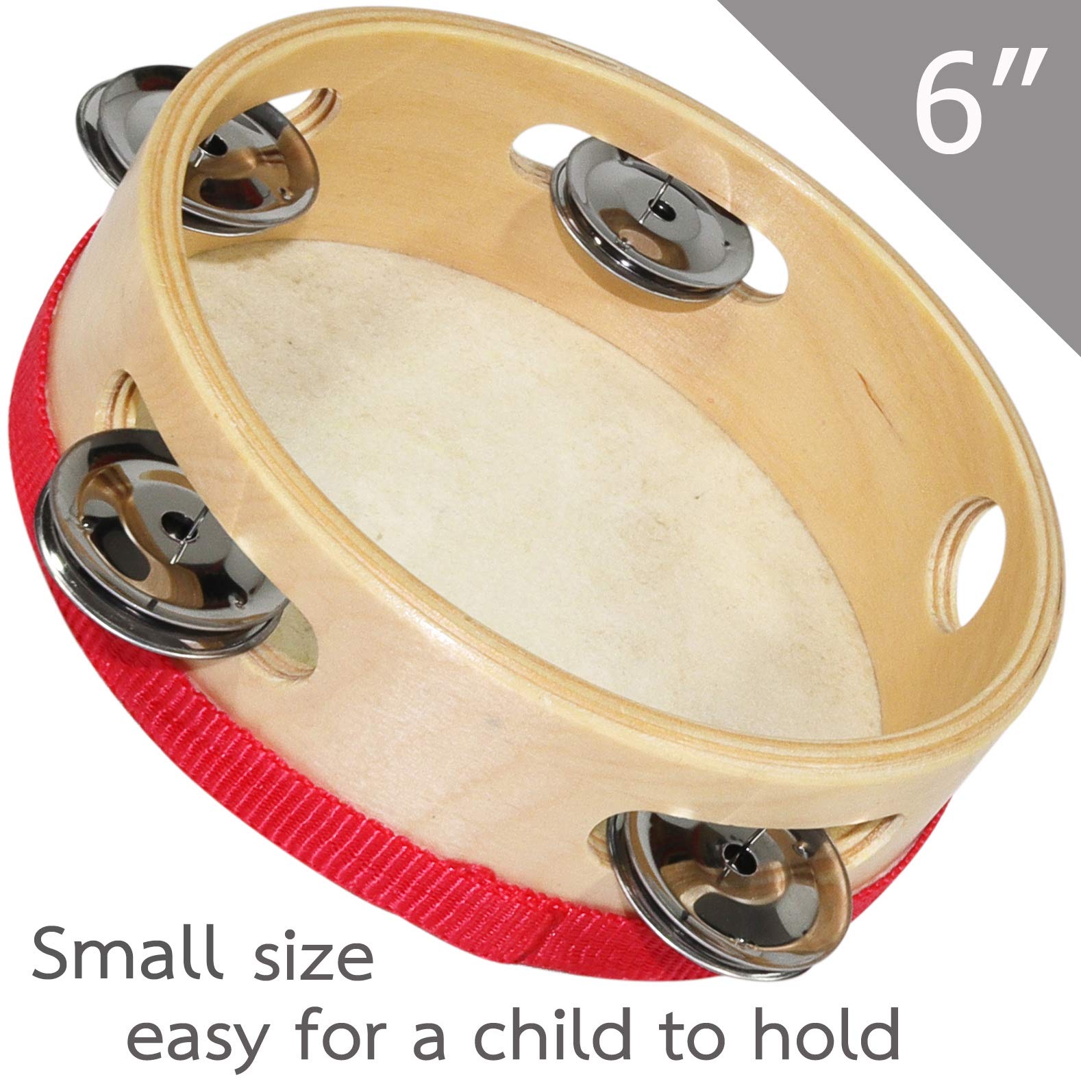 Tambourine for Kids 6 inch - Small Handheld Tambourine Drum Single Row Toy