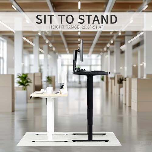 VIVO Electric Height Adjustable 60 x 24 inch Memory Stand Up Desk, Black Solid One-Piece Table Top, Black Frame, Touch Screen Preset Controller, 2E Series, DESK-KIT-2E6B