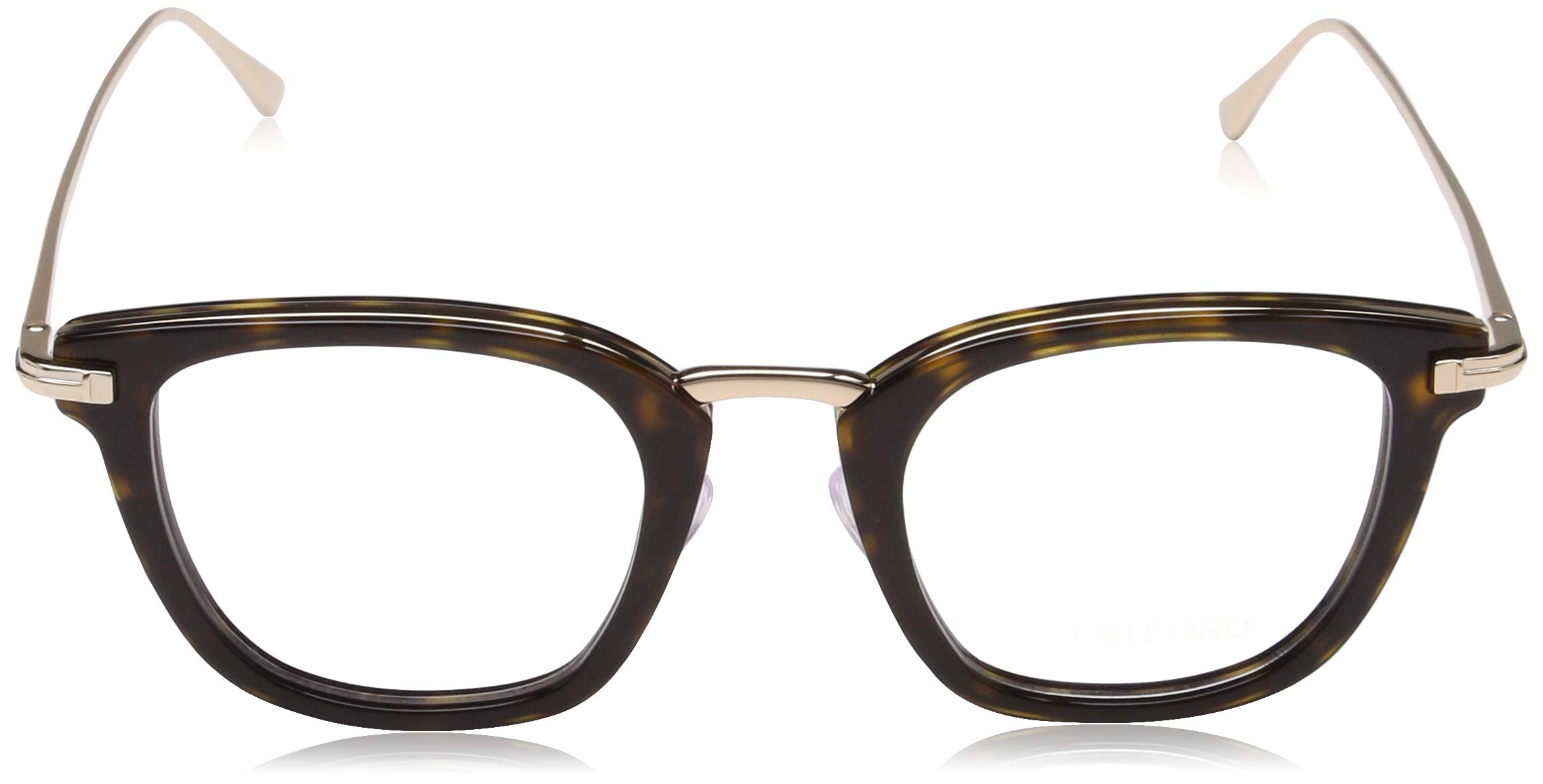 Tom Ford FT5496 Square Eyeglasses Acetate/Metal TF5496 (052 Gold/Dark Havana, 47)