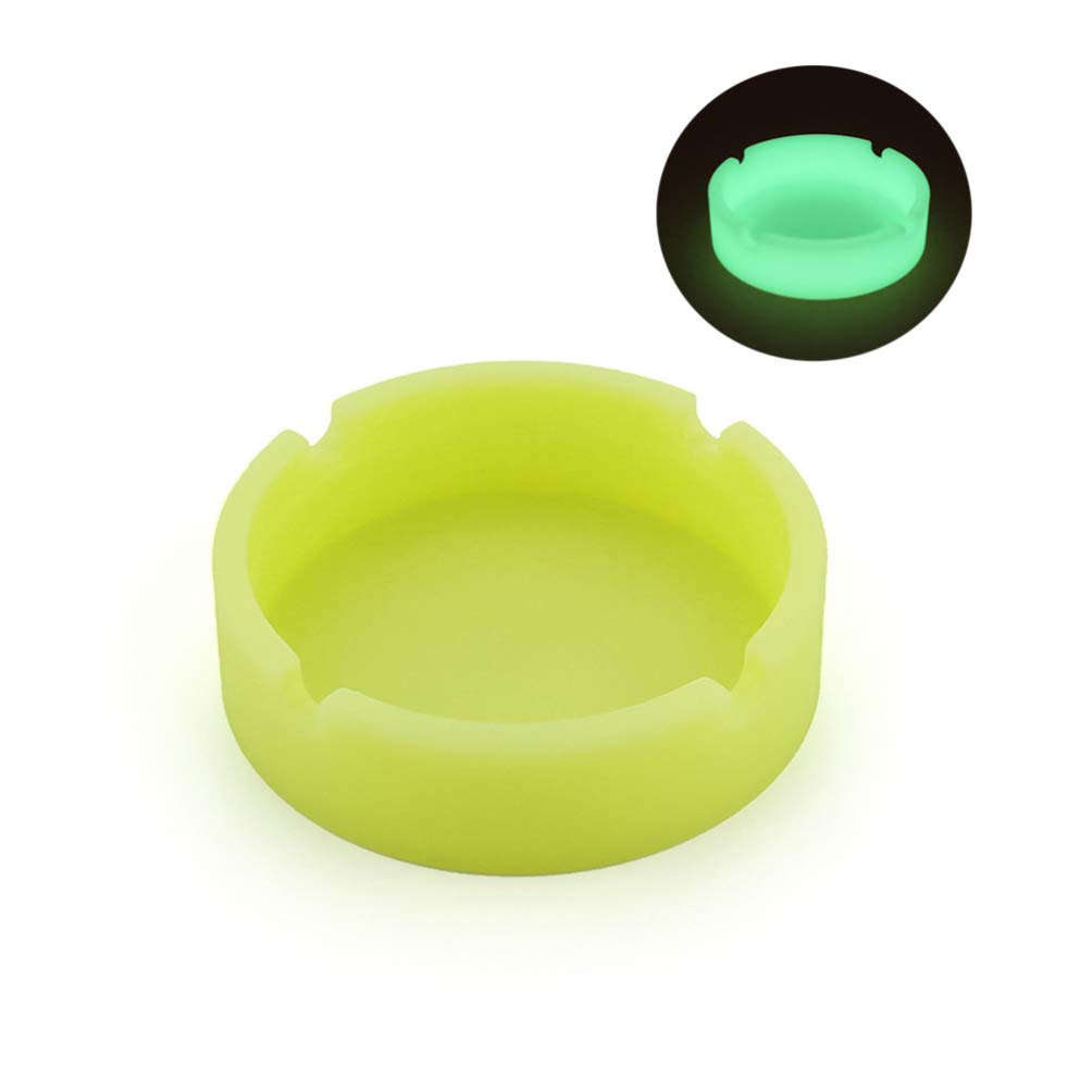 VANZACK Silicone Ashtray Luminous Round Ashtray Glow in Dark Fluorescent Ashtray with High Temperature Heat Resistant 1 Piece