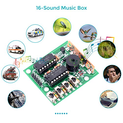 WHDTS 16-Sound Music Box DIY Kit Module w/USB Cable Learning Electronics Practice Soldering DIY Kits for Students Beginner