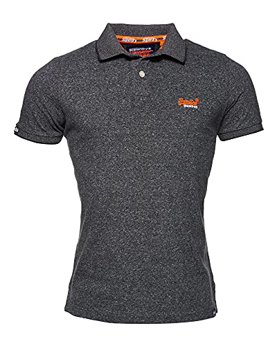 Superdry Mens Orange Label Jersey Polo Shirt Volcanic Black Feeder Size XXL