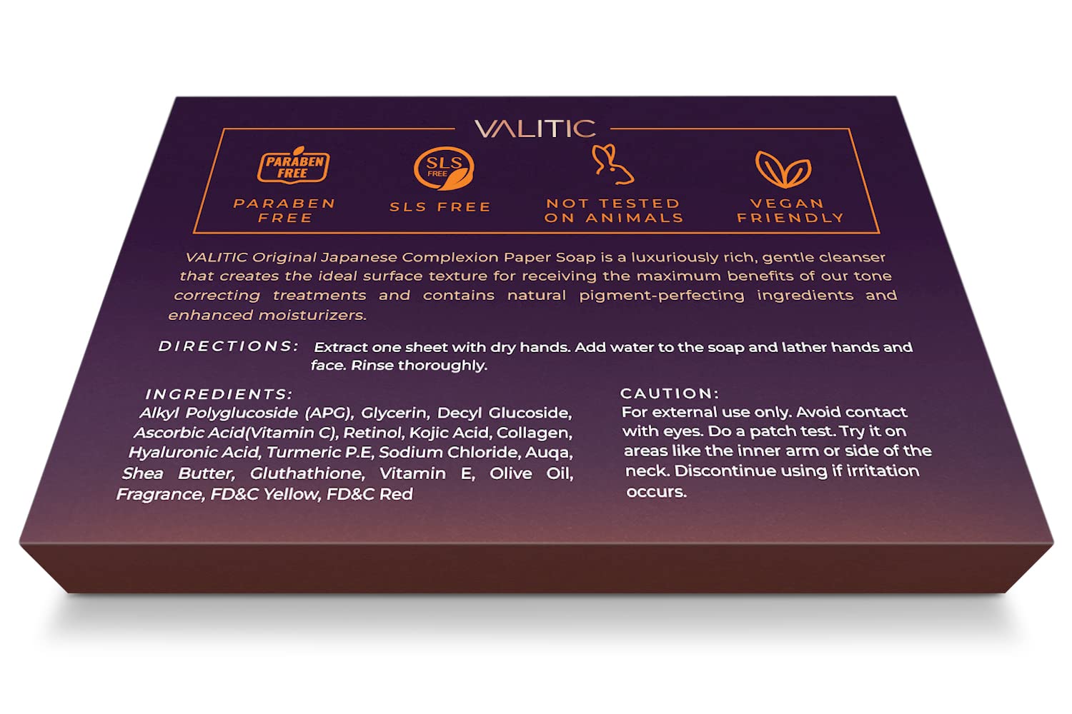 VALITIC Kojic Acid Dark Spot Corrector Paper Soap - Travel Size - 100 Portable and Dissolvable Soap Sheets - with Vitamin C, Retinol, Collagen and Turmeric - 2 Pack