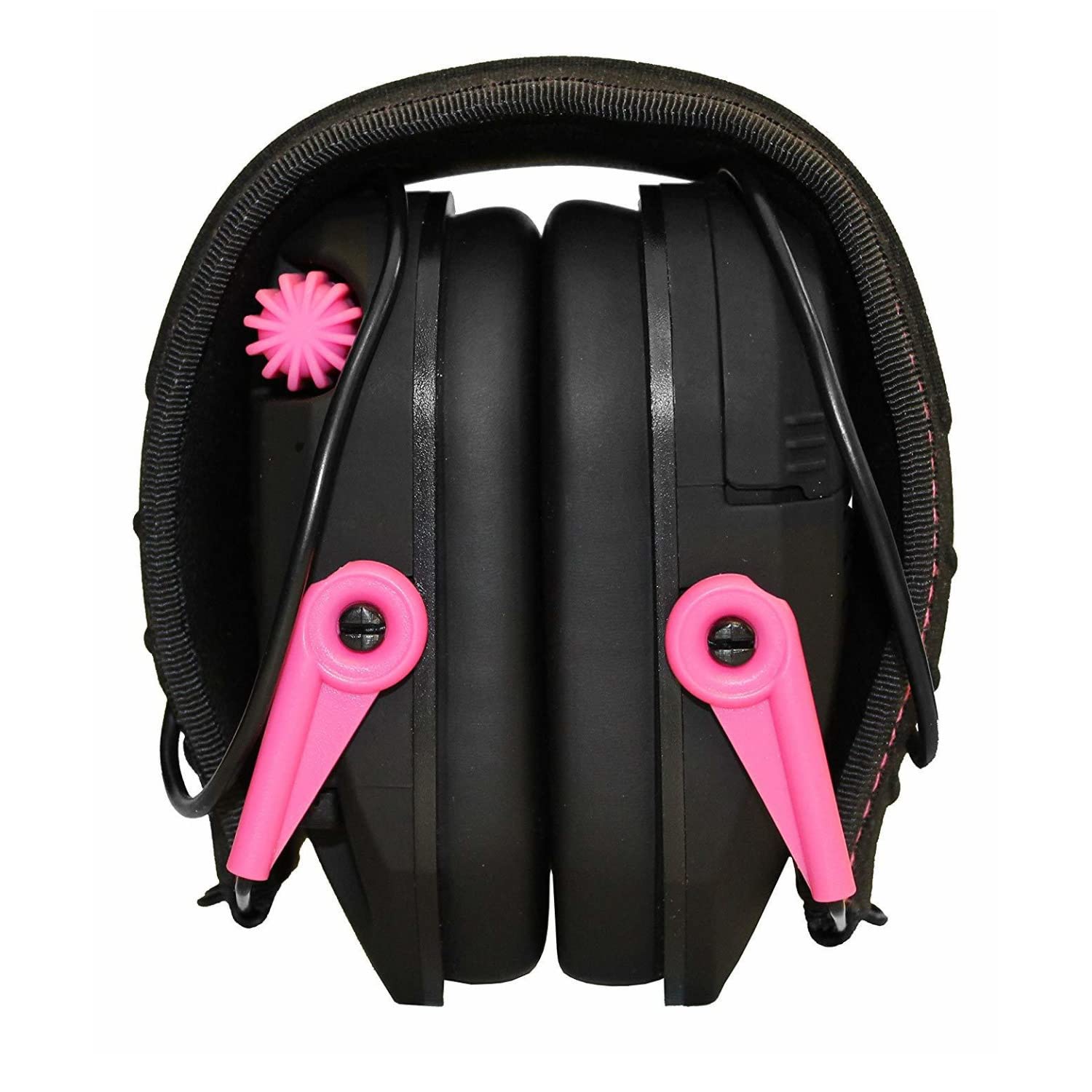 Walker’s Razor Slim Electronic Shooting Muff (Black-Pink) Bundle with Walkie Talkie, OTG Shooting Glasses, and Cleaning Cloth (4 Items)