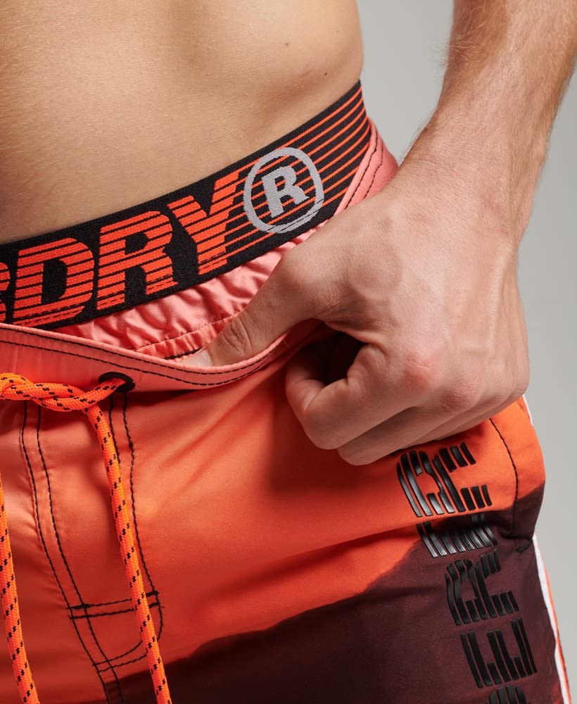 Superdry Mens State Volley Swim Shorts, Double Layer Elasticated Waist Santa Monica Sundown Size XXL