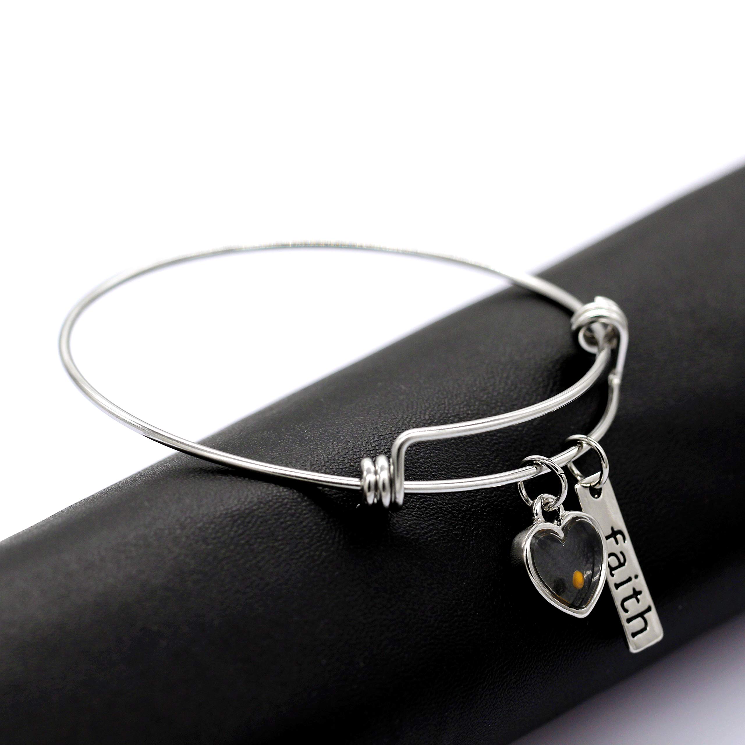 Uloveido Christian Faith Extendable Bracelet Bangle, Stainless Steel, Mustard Seed Bracelets, Christian Inspirational Gifts 2.5inch