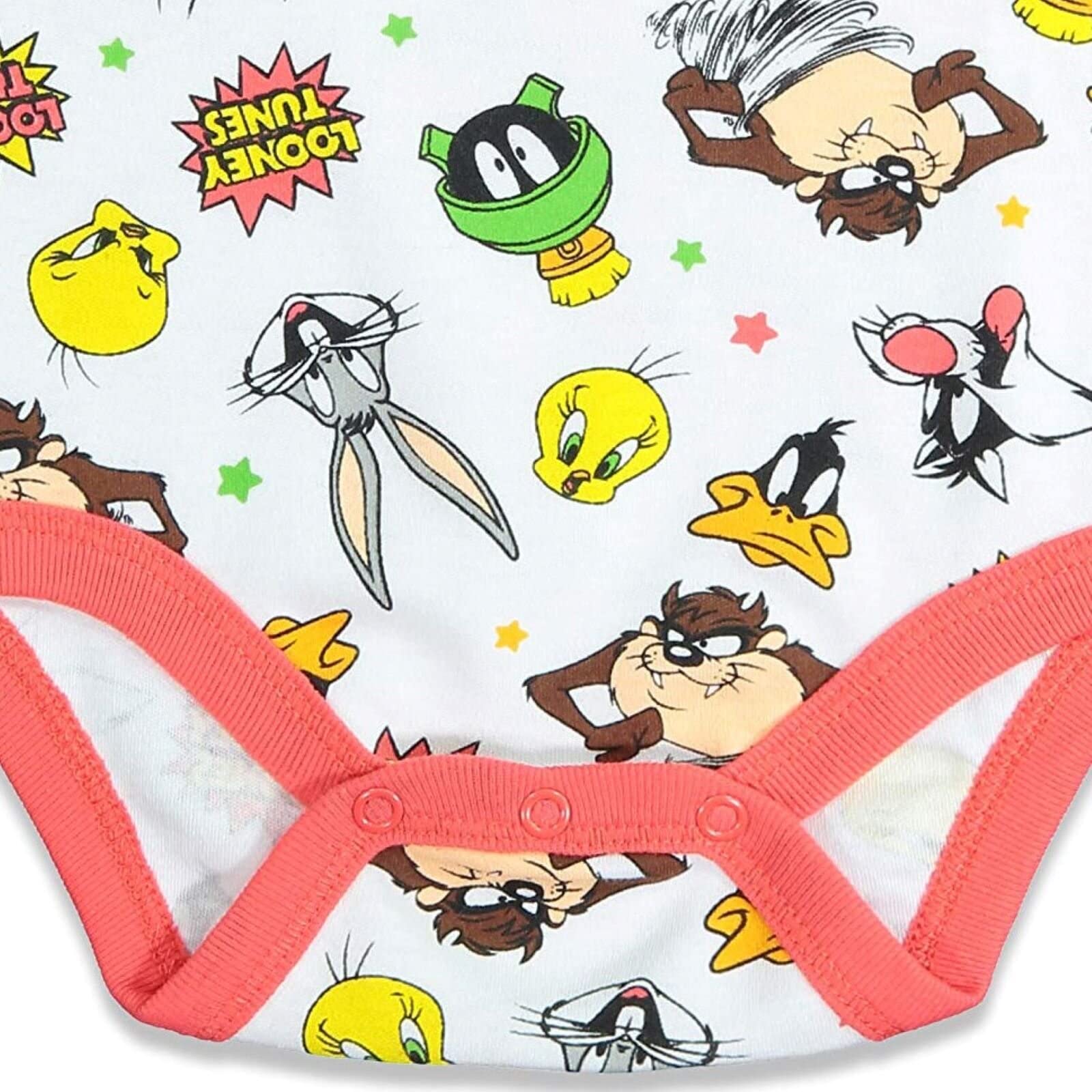 WARNER BROS LOONEY TUNES Buggs Bunny Marvin the Martian Daffy Duck Infant Baby Boys 5 Pack Bodysuits Multi 12 Months