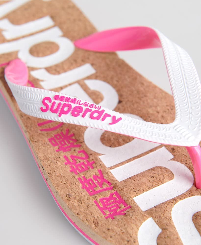 Superdry Women's Cork Flip Flop, White Optic 01c, 9-10